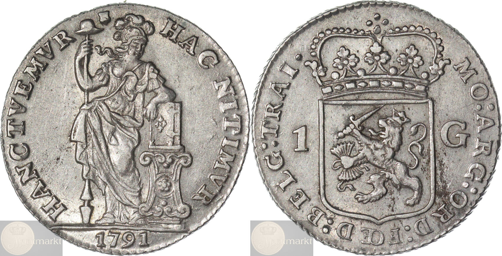 Republiek der Zeven Verenigde Nederlanden Utrecht 1 Gulden 1791 About UNCirculated | MA-Shops