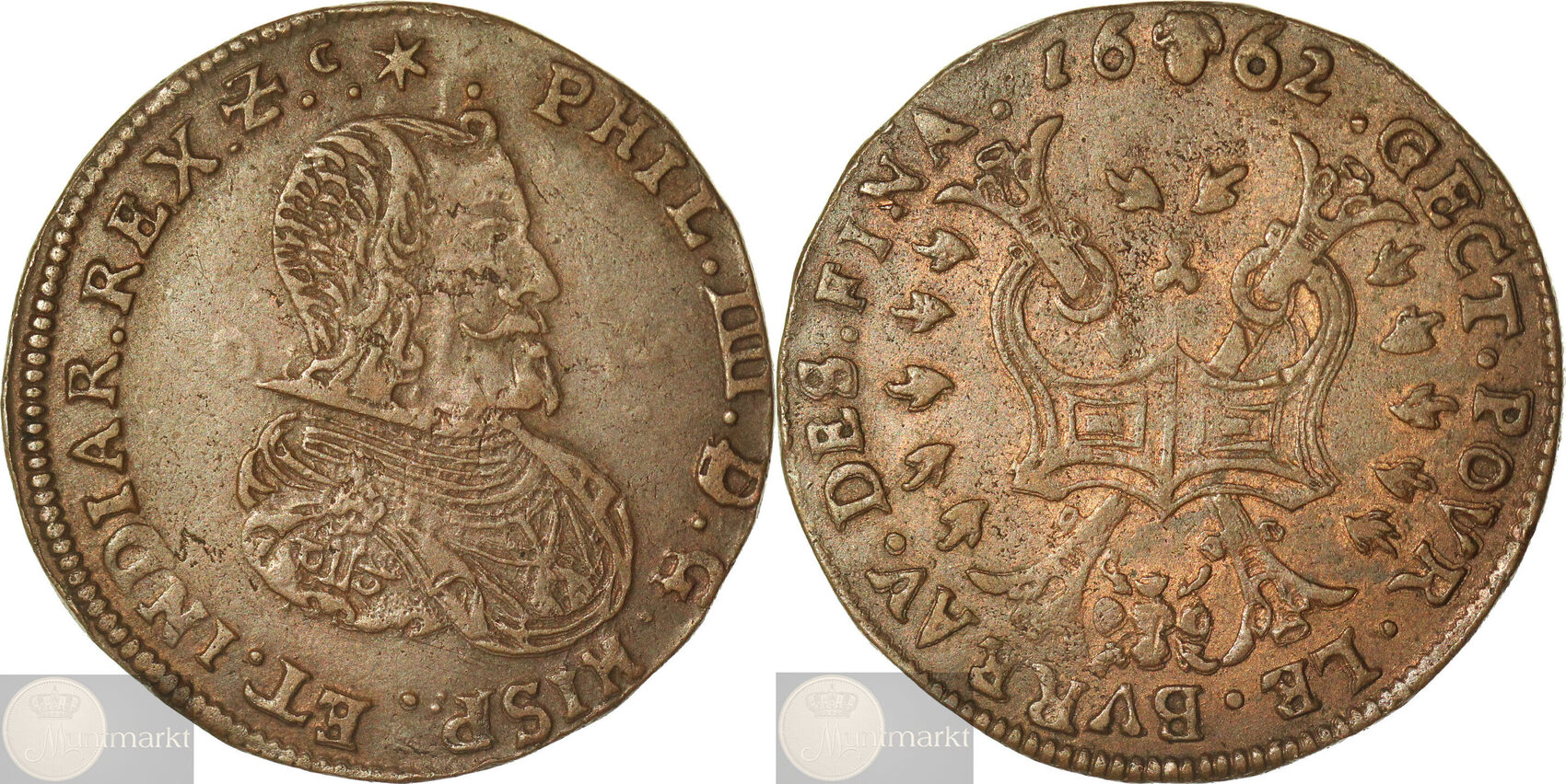 Spaanse Nederlanden Rekenpenning / Jeton 1662 Brussels VF-XF | MA-Shops