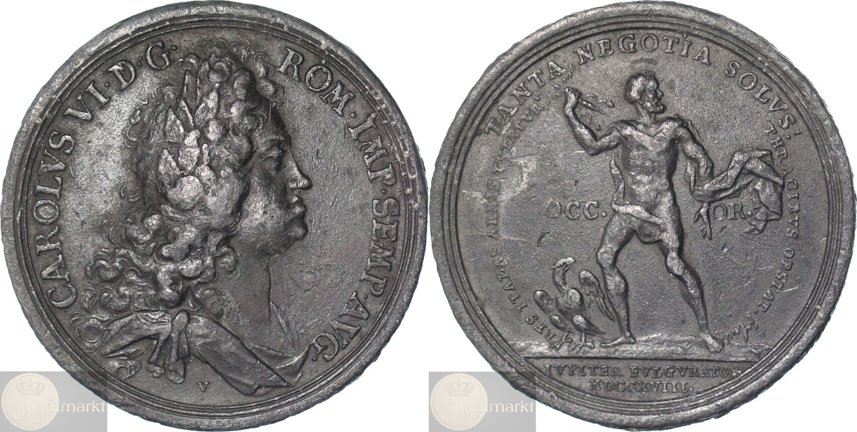 Holy Roman Empire Austria Historical Medal 1718 Charles VI, peace of ...
