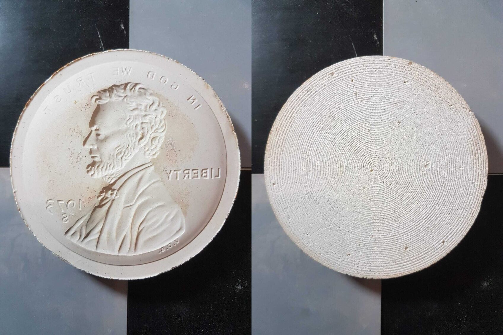 United states of America 1973 Plaster mould for casting large size coin ...
