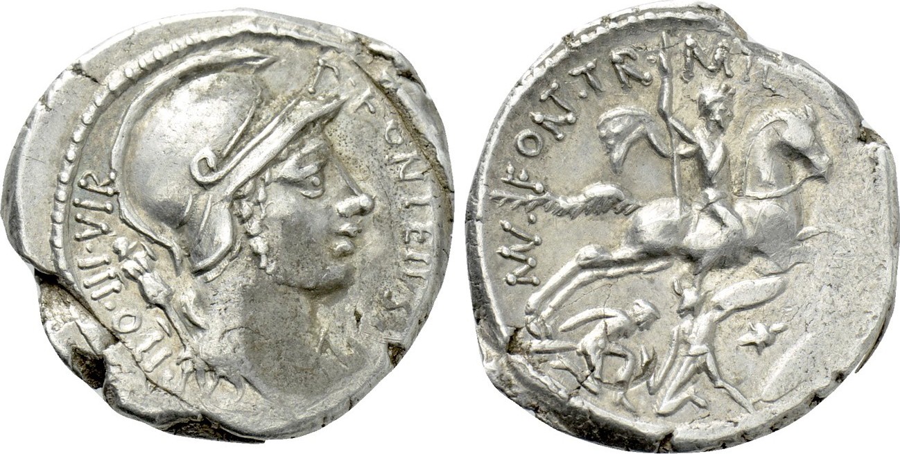 Römische Republik P. FONTEIUS P.F. CAPITO. Denarius (55 BC). Rome. Sehr ...