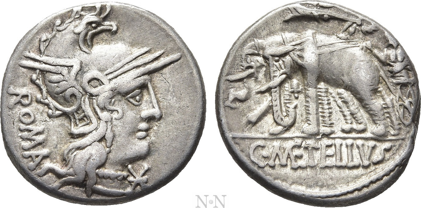 Römische Republik C. CAECILIUS METELLUS CAPRARIUS. Denarius (125 BC ...