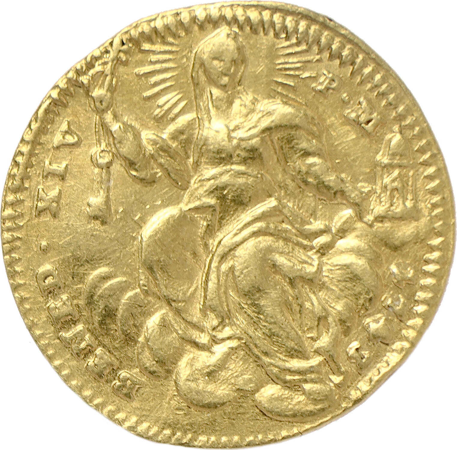 PAPAL STATES 1/2 Zecchino 1743 Benedictus XIV - Rome Mint fast vzgl ...