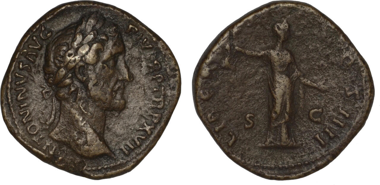 ROMAN EMPIRE Æ Sestertius 153-154 AD Antoninus Pius fast ss | MA-Shops