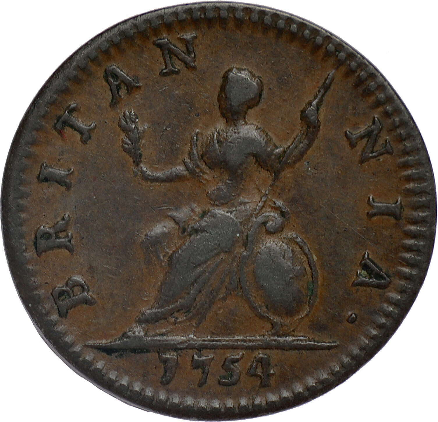 GREAT BRITAIN Farthing 1754 George II ss | MA-Shops