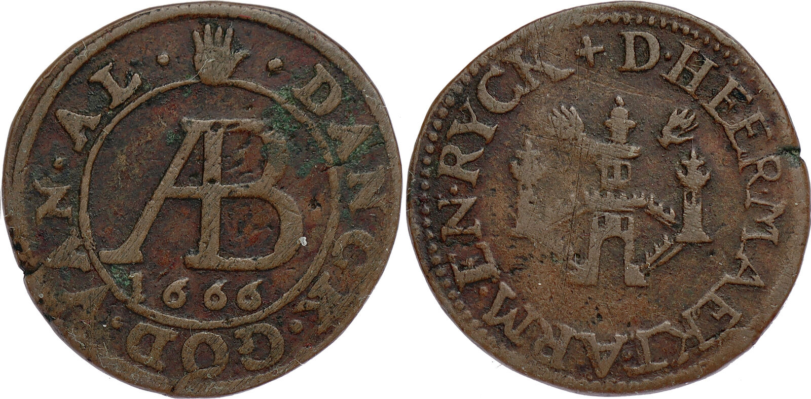 SOUTHERN NETHERLANDS Broodpenning or Bread Token 1666 City of Antwerp ...