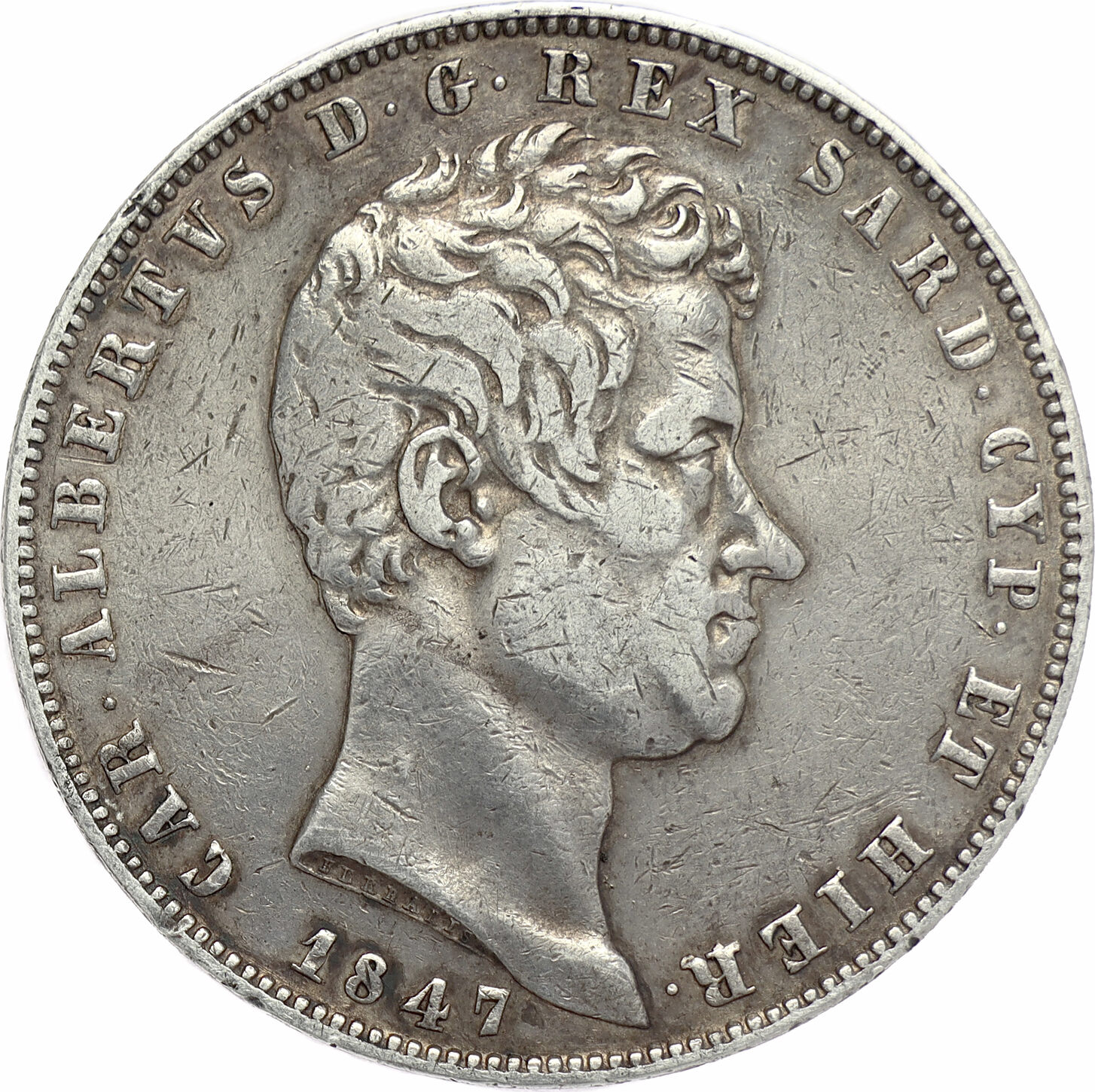 ITALIAN STATES 5 Lire 1847 Kingdom of Sardinia - Charles Albert / Carlo ...