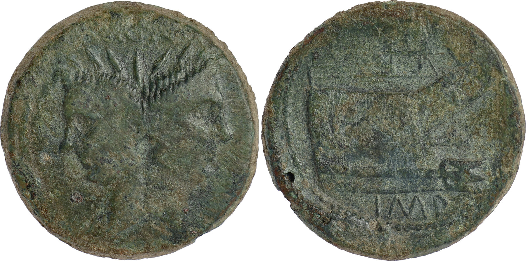 Roman Republic (Imperatorial) AE As 45 BC Sextus Pompeius Magnus Pius ...