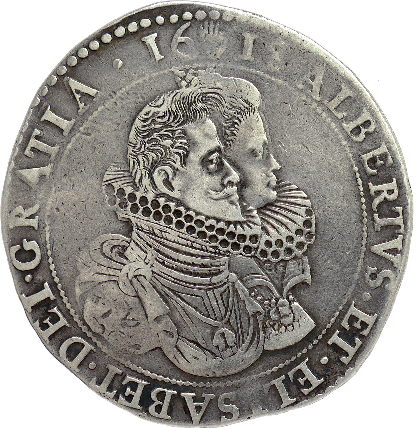 Southern Netherlands Dukaton 1618 Duchy of Brabant (Antwerp) - Albrecht & Isabella fast ss, l ...