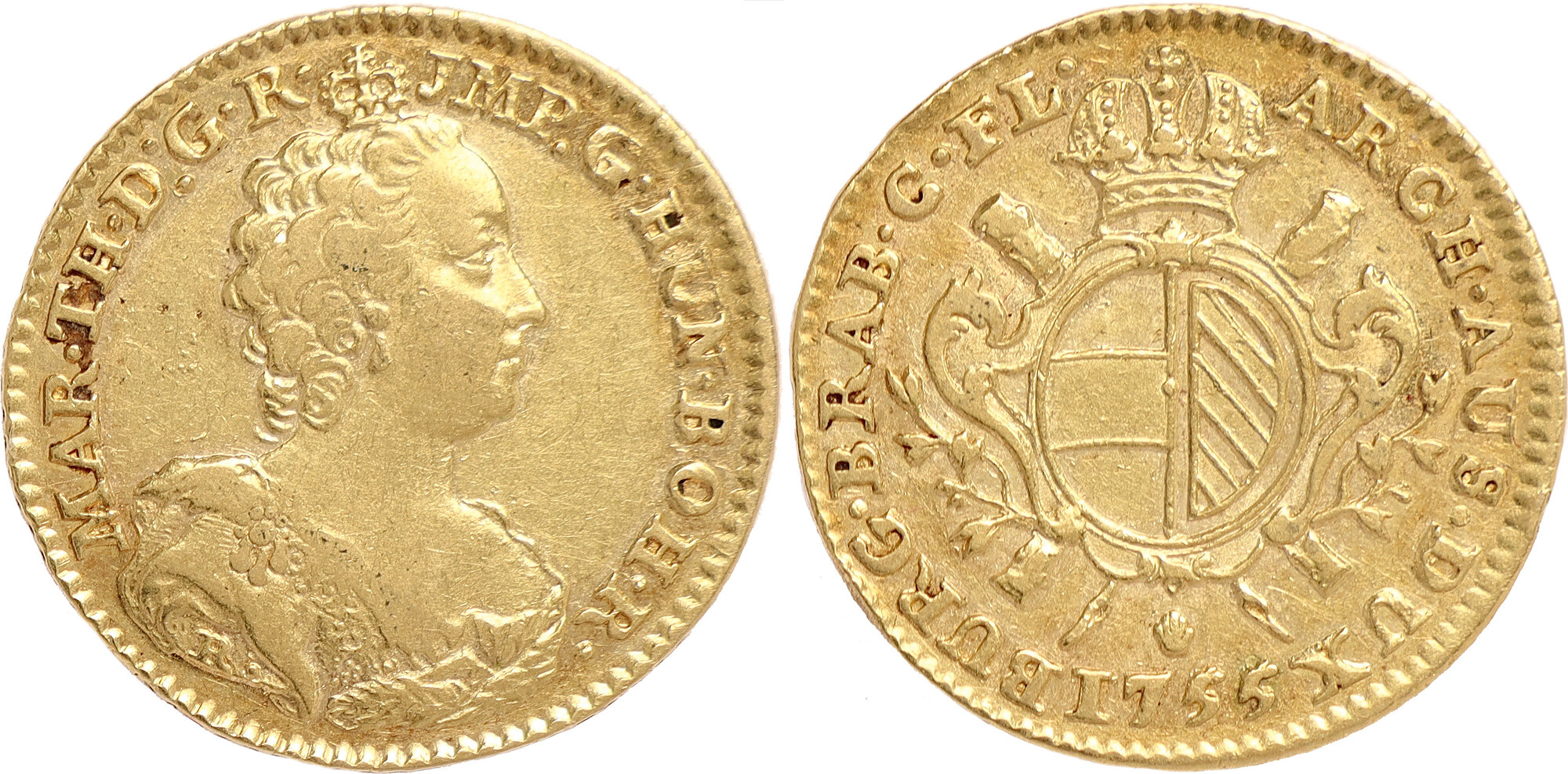 Austrian Netherlands Souverain d'Or 1755 Duchy of Brabant (Antwerp ...