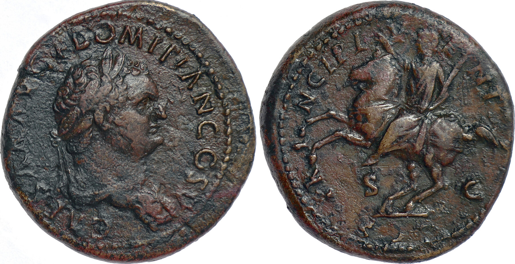 Roman Empire AE Dupondius 79 AD Domitianus, as Caesar under Vespasianus ...