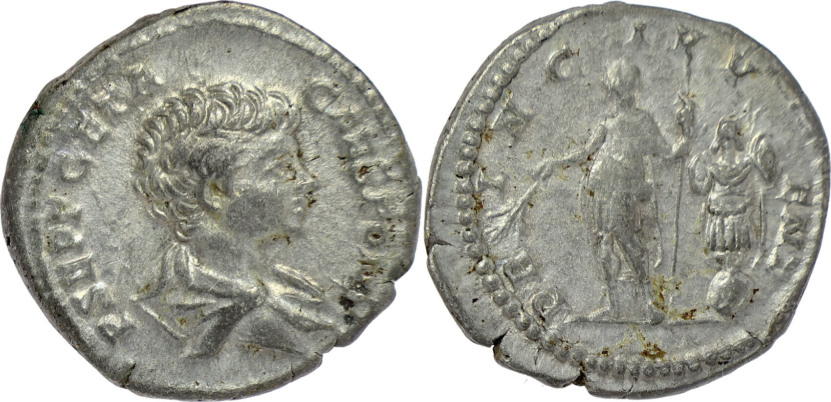 Roman Empire AR Denarius 200-202 AD Geta, as Caesar under Septimius ...