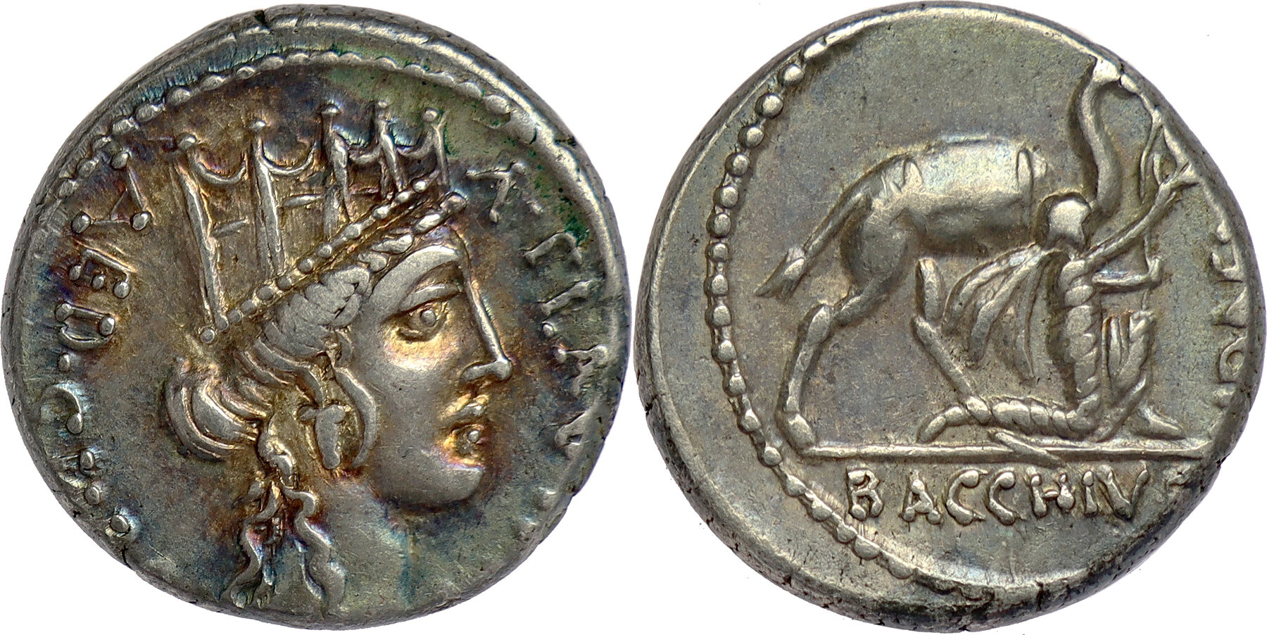 ROMAN REPUBLIC AR Denarius 55 BC Imperatorial - A. Plautius - w ...