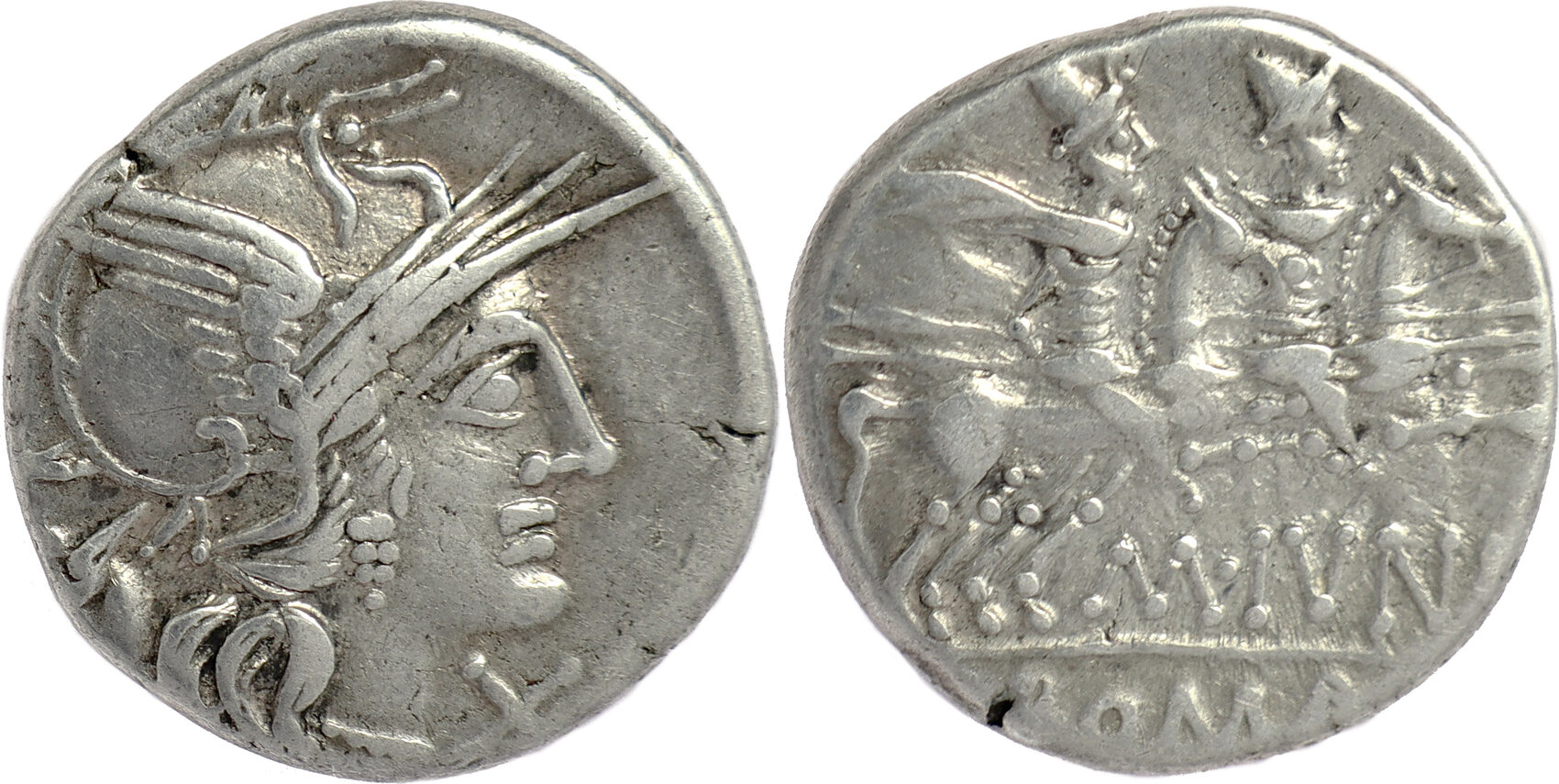 Roman Republic AR Denarius 145 BC M. Iunius Silanus fast ss/ss | MA-Shops