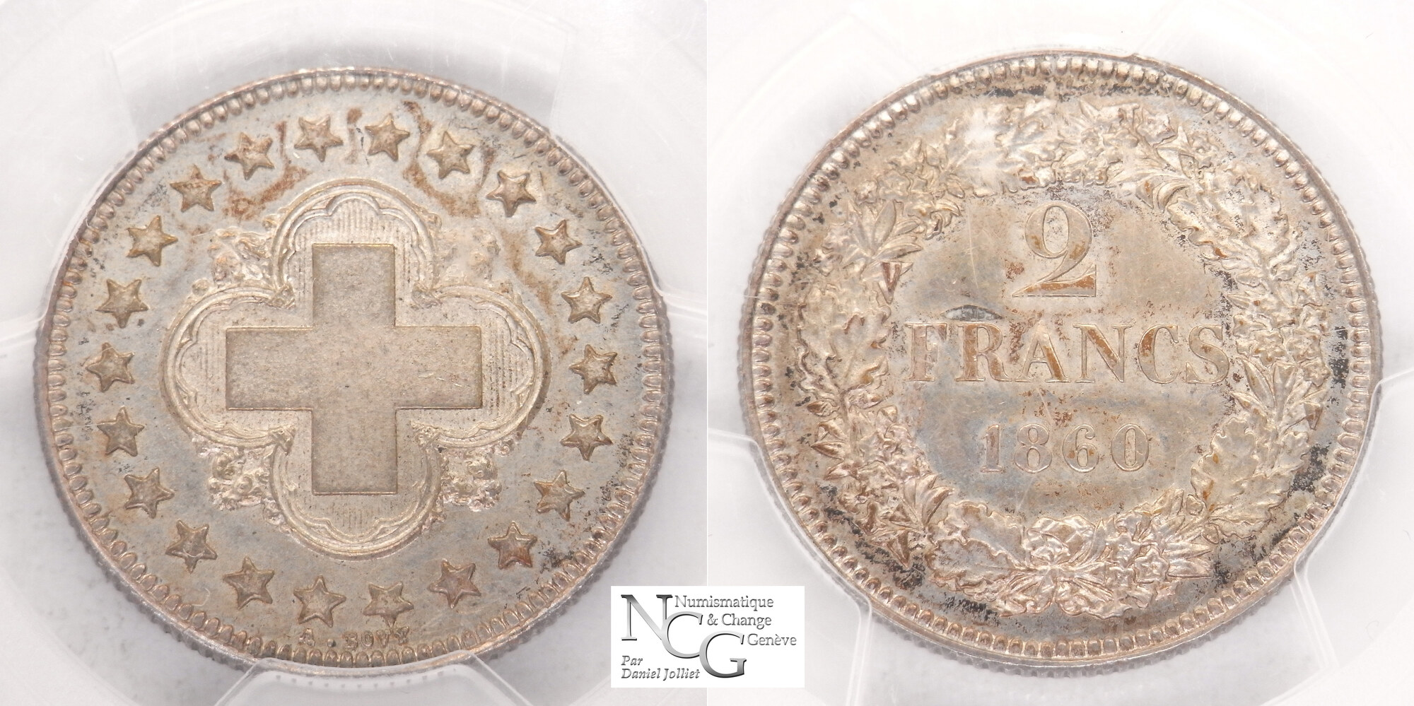 Suisse 2 Francs Pattern 1860 SP63 | MA-Shops