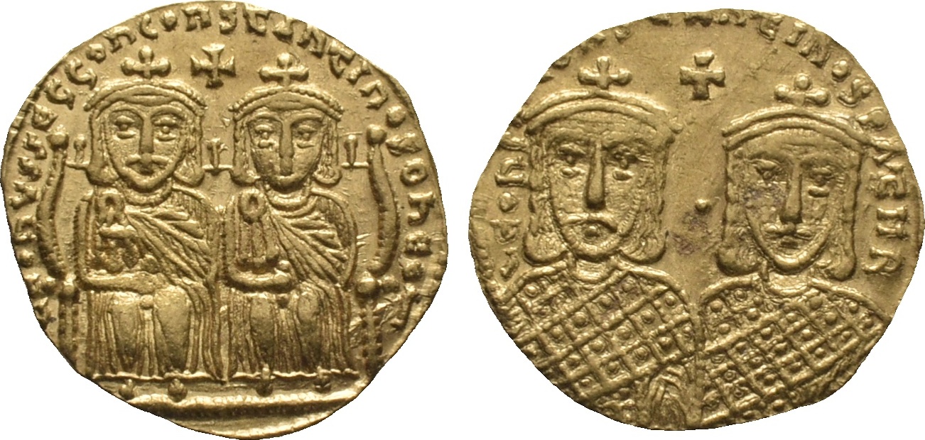 Constantine VI, with Leo III, Constantine V, and Leo IV AV Solidus ...