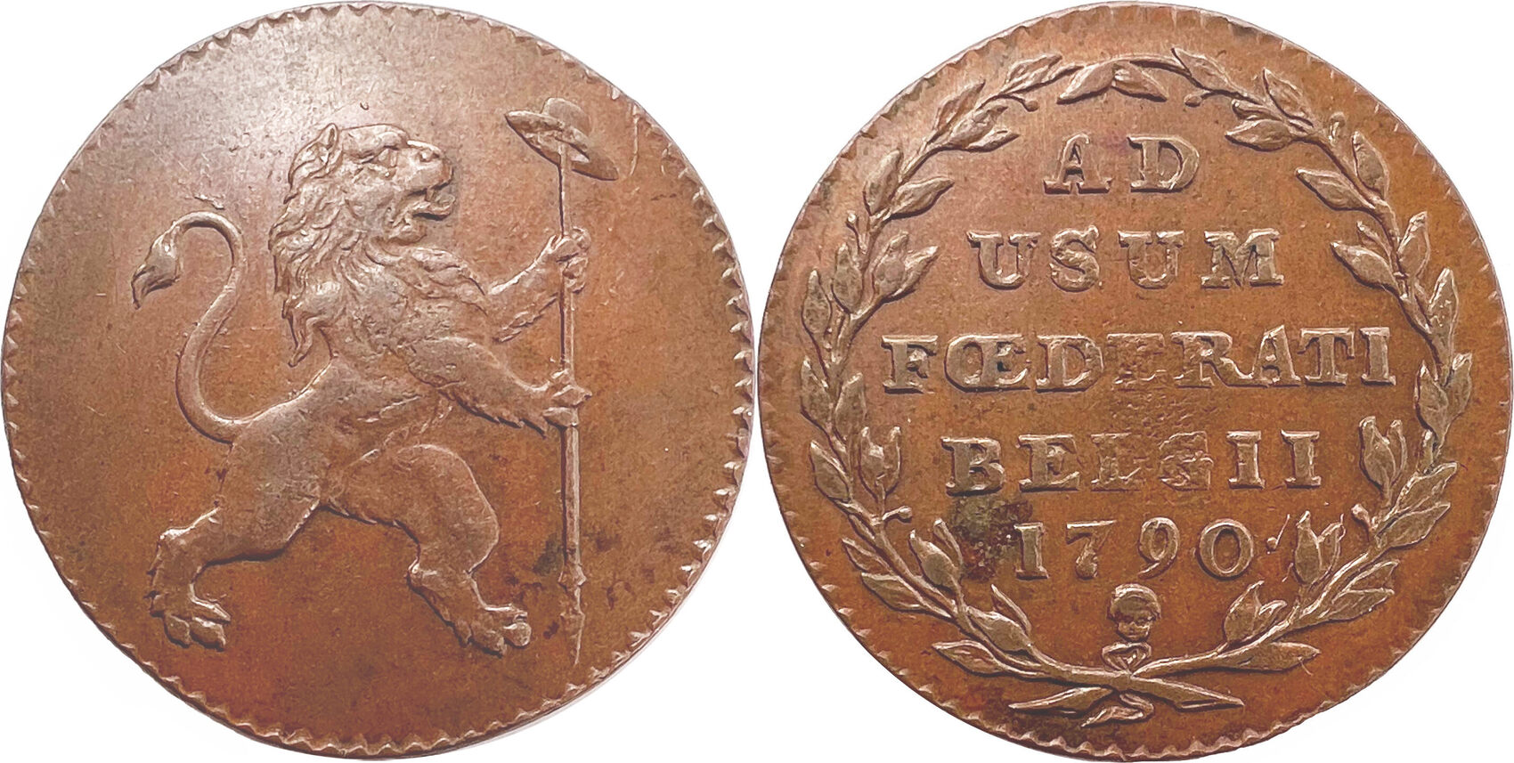 Austrian Netherlands (Belgium) 2 Liards / 2 Oorden 1790 Insurrection Coinage, Bruxelles Mint. vz ...
