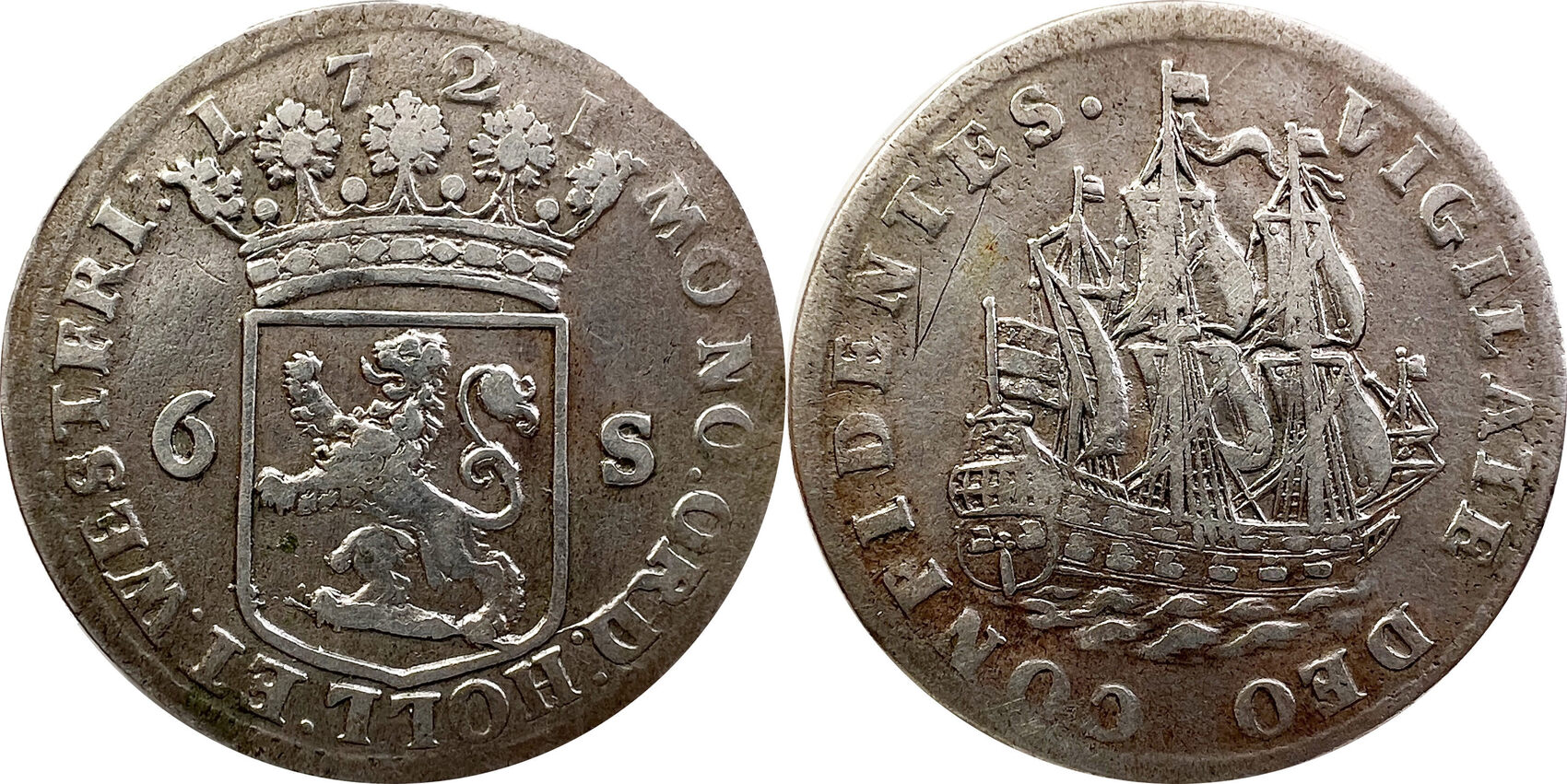 Netherlands (Republic), Holland - 6 Stuivers "Scheepjesschelling“ 1721 ss | MA-Shops