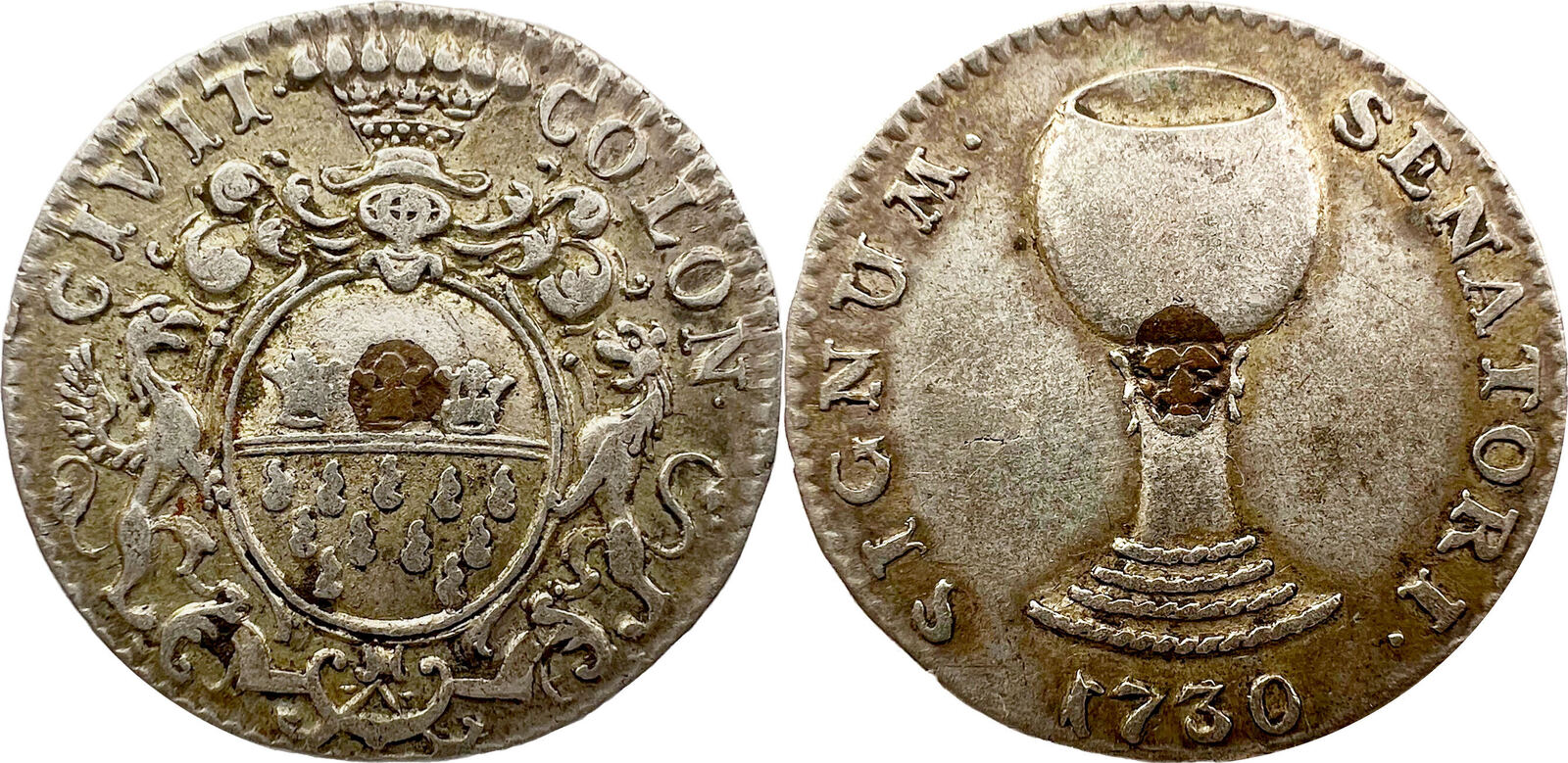 Germany, City of Cologne - Council Token - Wine 1730 Bimetallic Coin ...