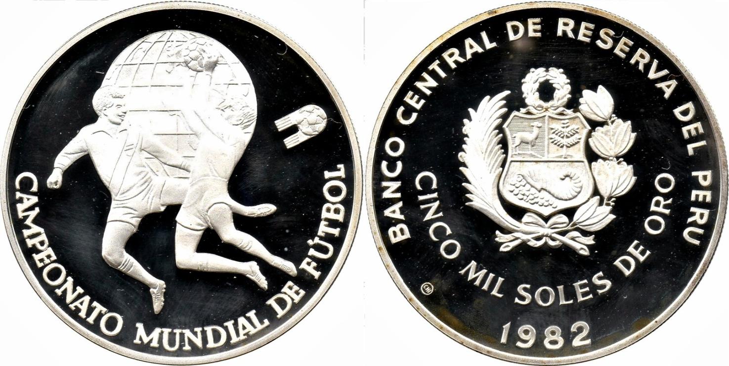 Peru 5000 Soles De Oro 1982 World Cup PP MA Shops
