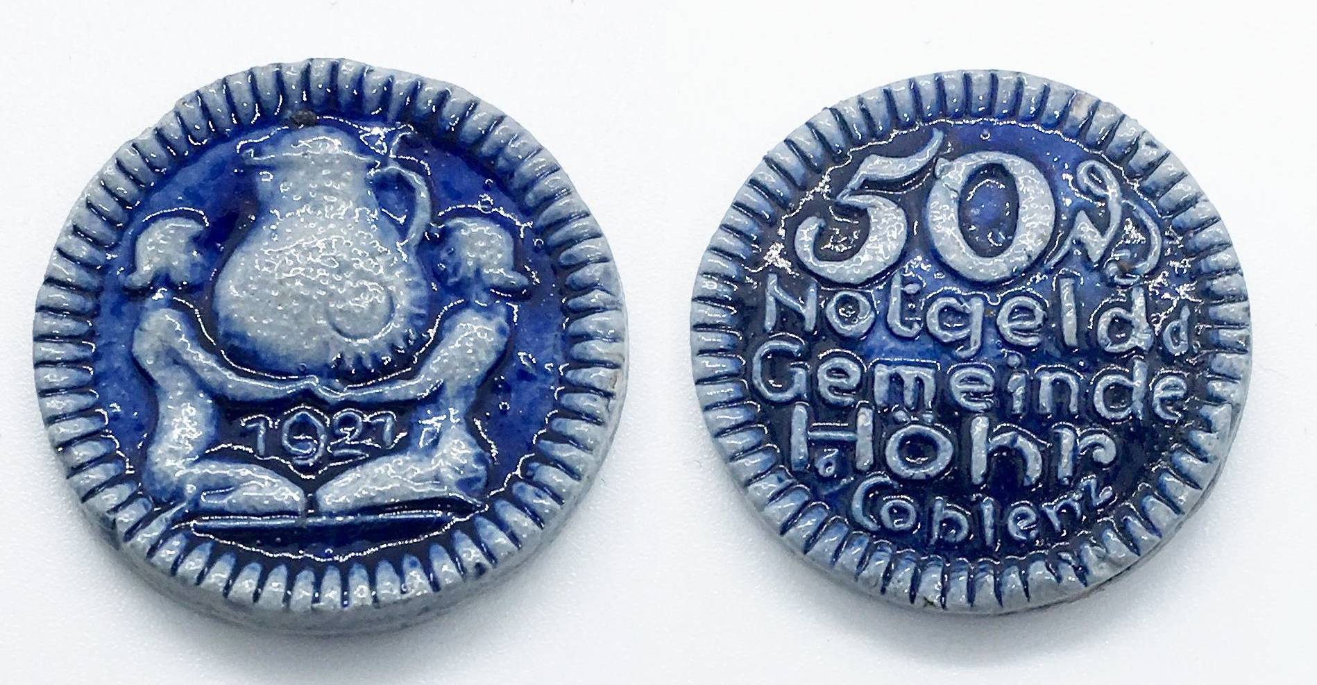 Germany - 25, 50, 75 Pfennig, 1912. Hohr, Notgeld Coblenz, porcelain ...