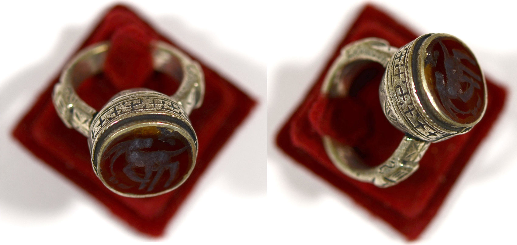 1700-1800 A nice antique islamic silver ring with carnelian intaglio ...