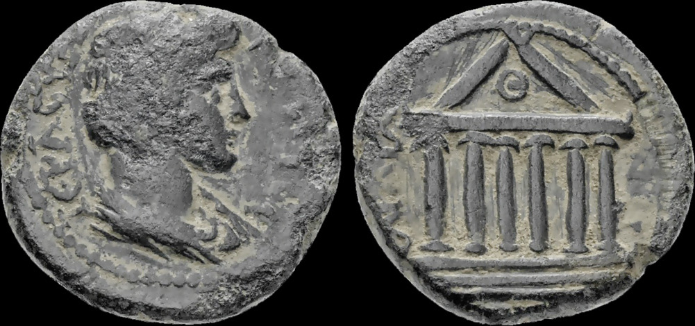 81-96AD Lydia Sardeis Time of Domitian AE17 tetrastyle temple VF+ | MA ...