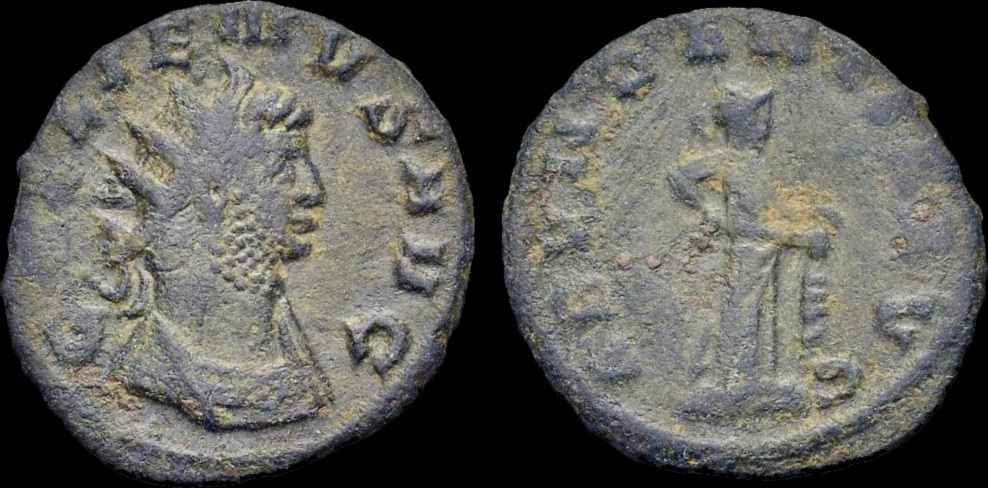 Roman 253-267AD Gallienus AE antoninianus Abundantia standing front VF+ ...