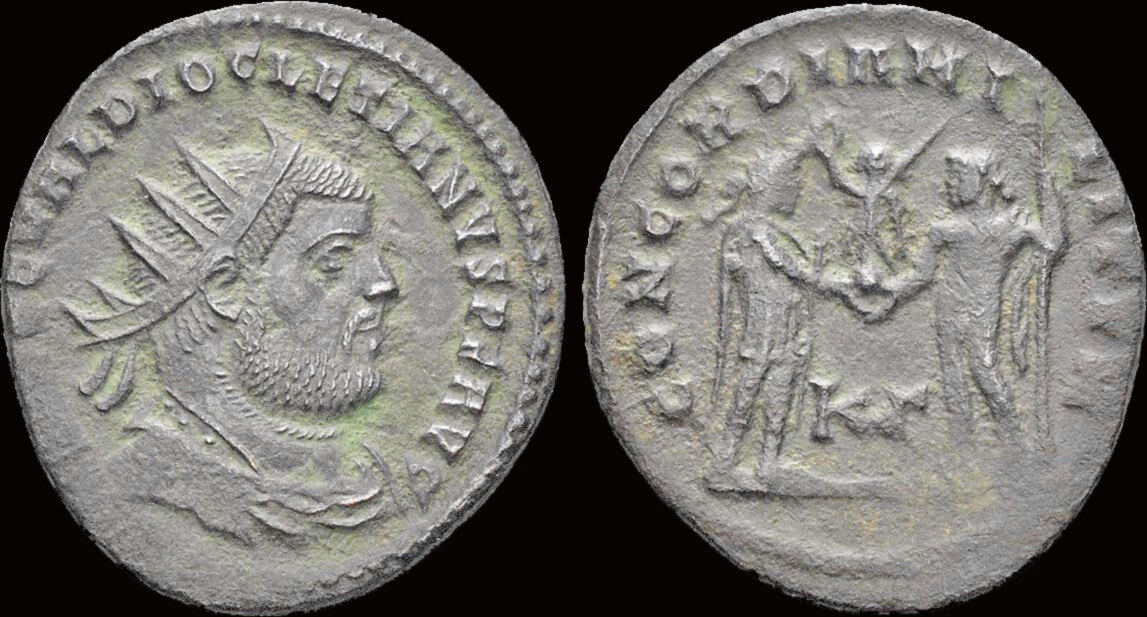 Roman 284-305AD Diocletian AE antoninianus emperor standing right. EF ...