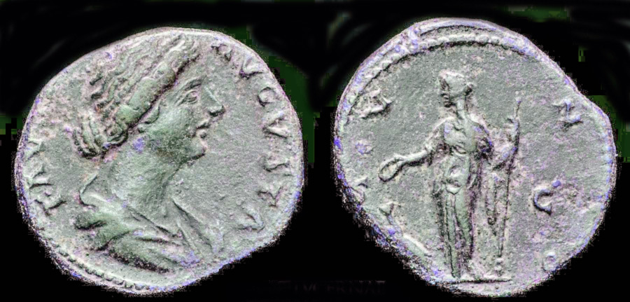 Roman 147-175AD Faustina II, Augusta AE As Juno standing left VF+ | MA ...