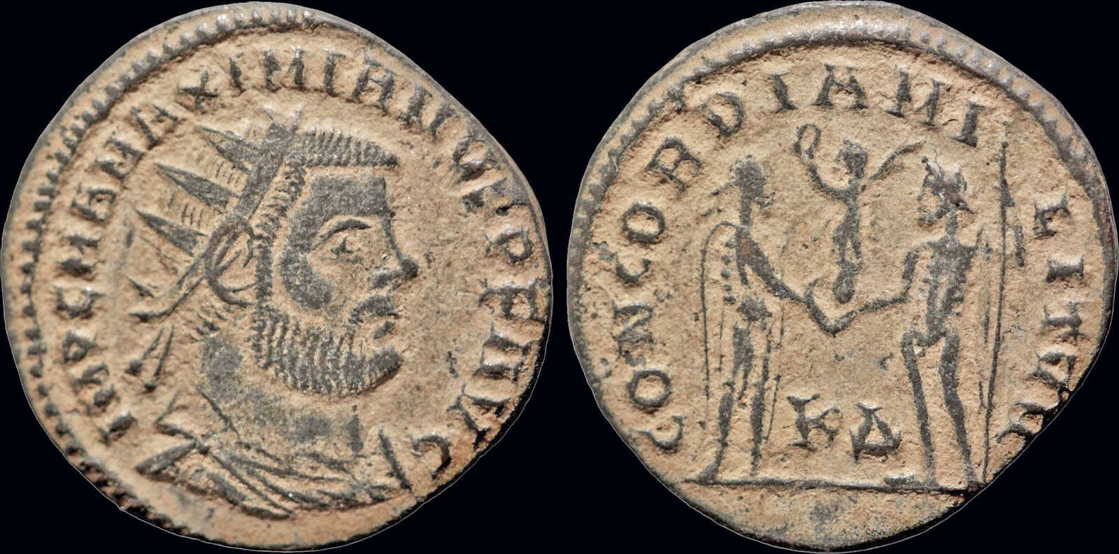 Roman 286-305AD Maximianus Herculius AE radiate Jupiter presents ...