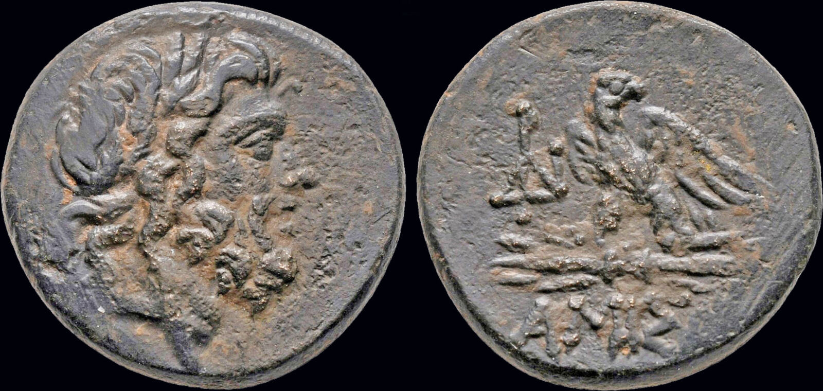 ca 85-65BC Pontos Amisos Time of Mitradates VI AE20 eagle standing left ...