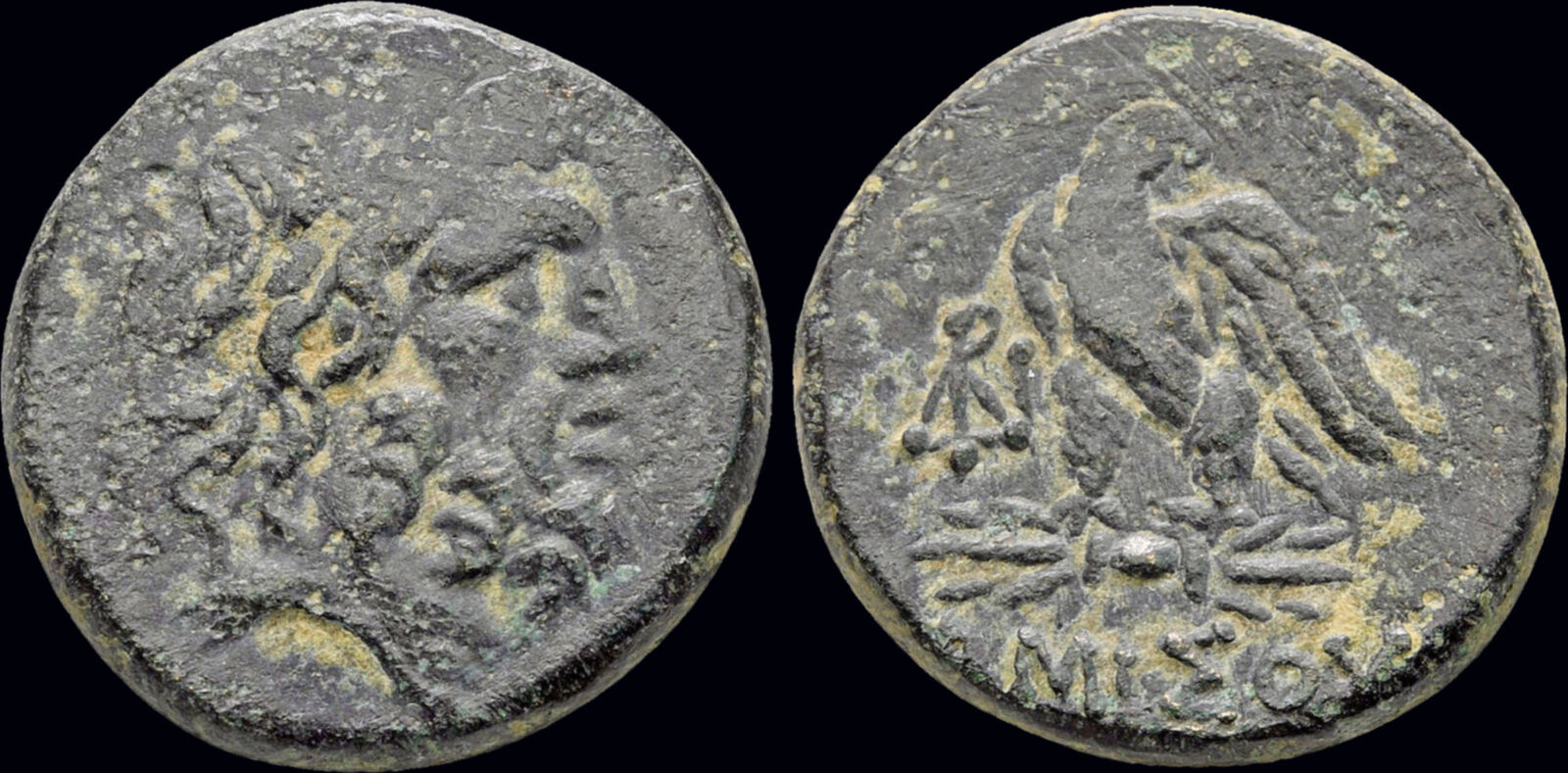 ca 85-65BC Pontos Amisos Time of Mitradates VI AE20 eagle standing left ...