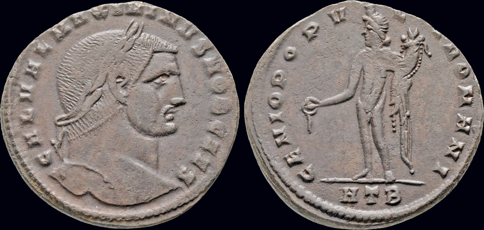Roman 305-309AD Maximinus II, as Caesar AE follis Genius pouring ...