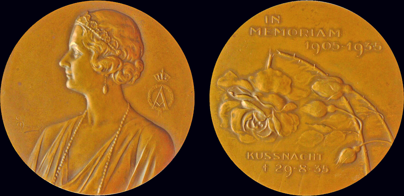 1935 Belgium medaille Queen Astrid Death in 1835 EF | MA-Shops