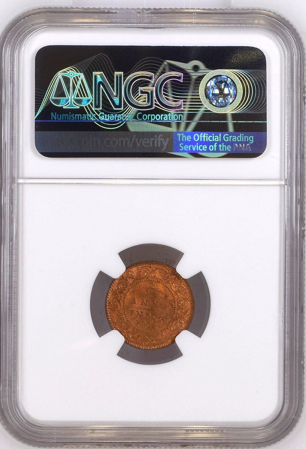 British India 1914 (C) 1 1/12 Anna NGC Graded MS-65 RD | MA-Shops