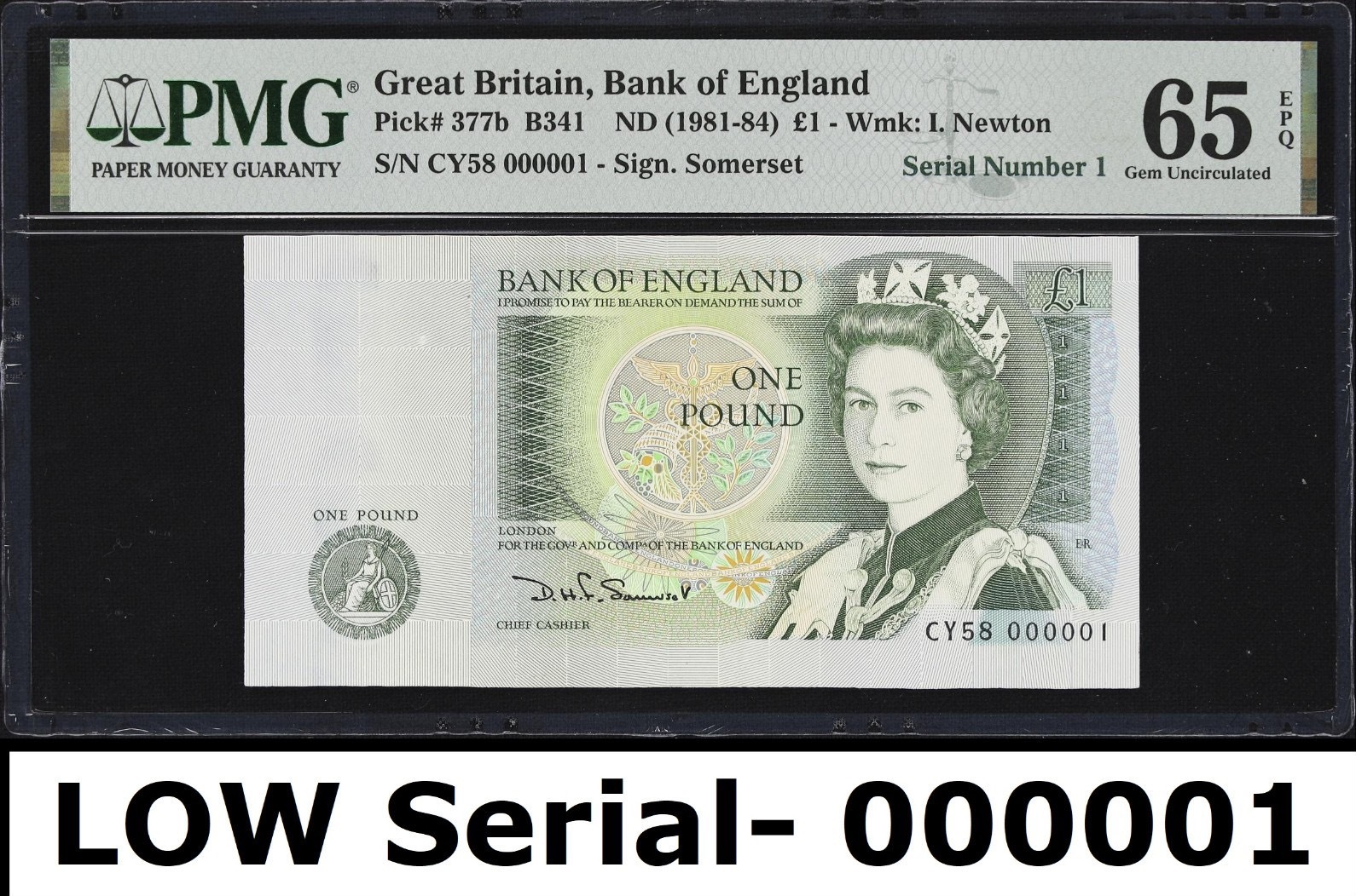 Great Britain England One Pound 1981-84 LOW Serial CY58 000001 Pick ...