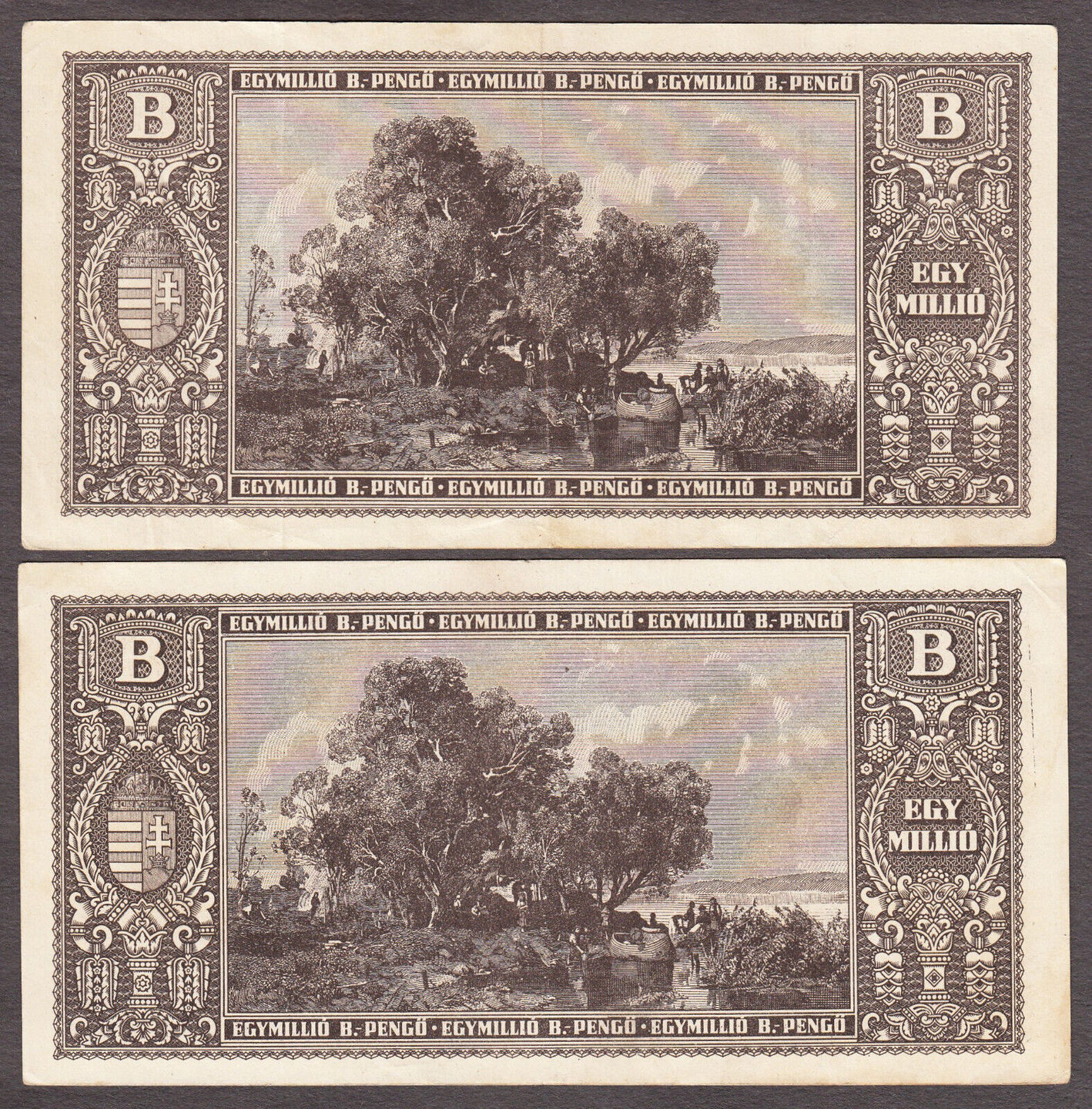 1946 Hungary 2 X One Million B PENGO Pick-134 Circulated /Ship From ...