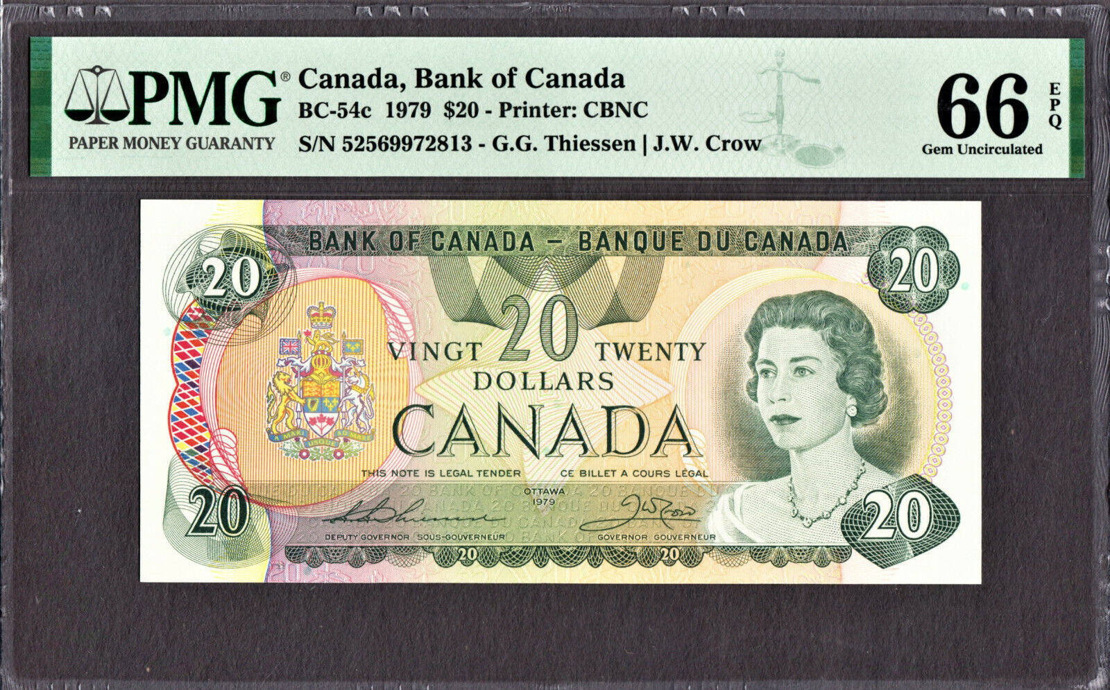 20 Dollars Canada 1979 BC-54c Pick-93c GEM UNC PMG 66 EPQ | MA-Shops