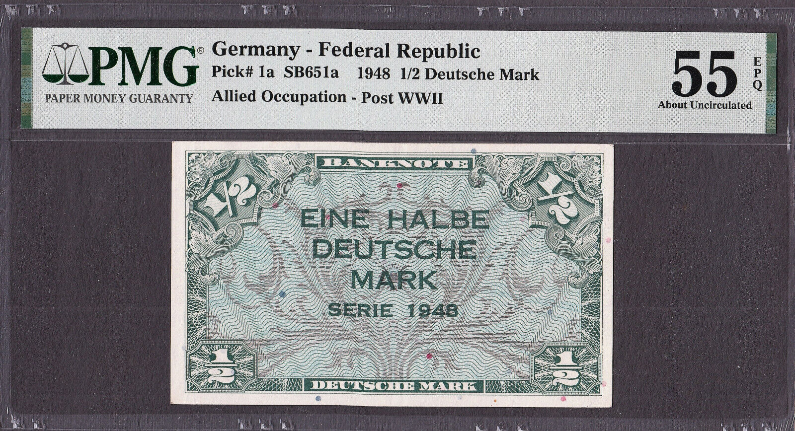 1/2 Mark 1948 Germany - Allied Occupation Post WWII Pick-1a About UNC ...