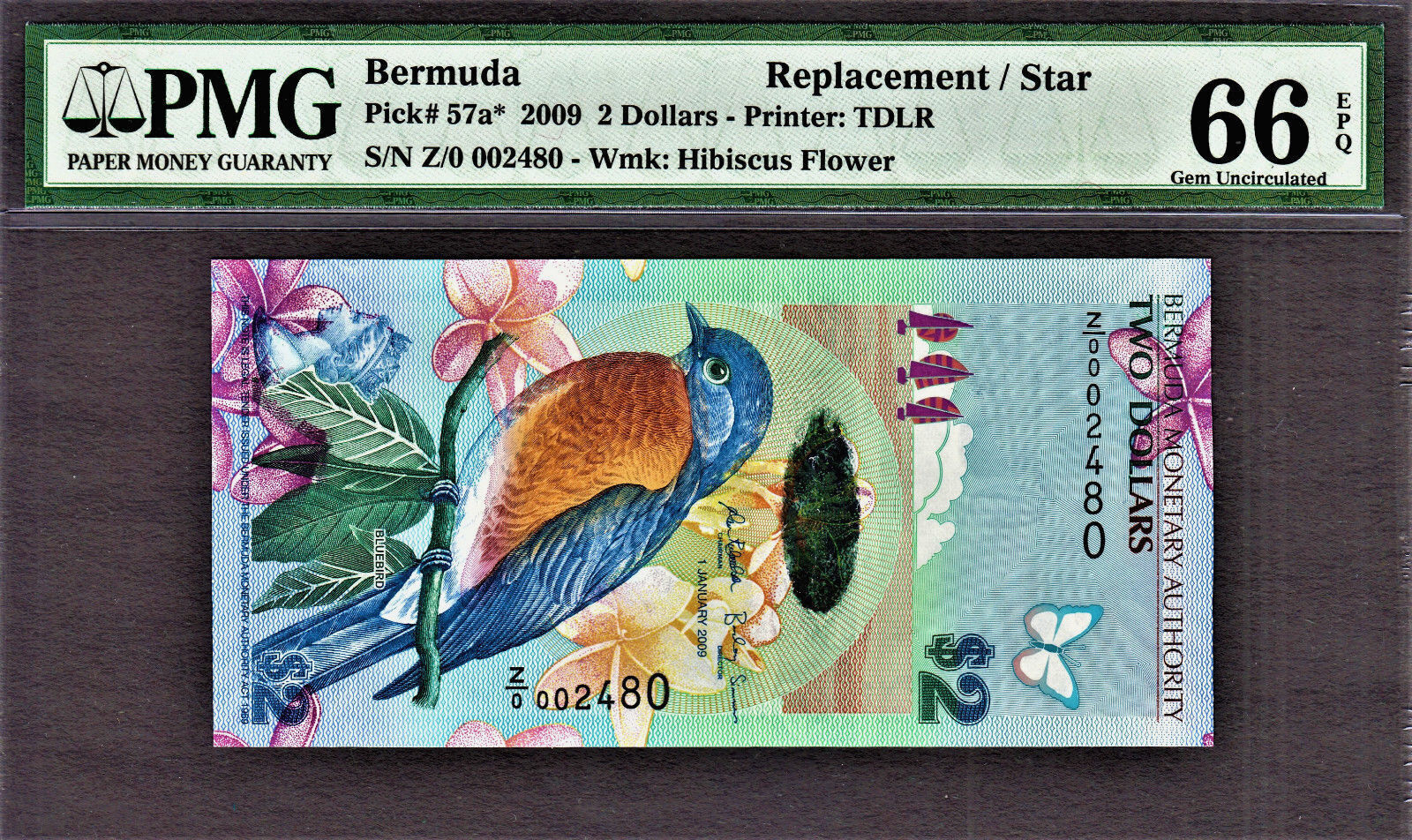 2009 Bermuda $2 Hybrid Polymer 1st REPLACEMENT Z/0 Pick-57a* GEM UNC ...