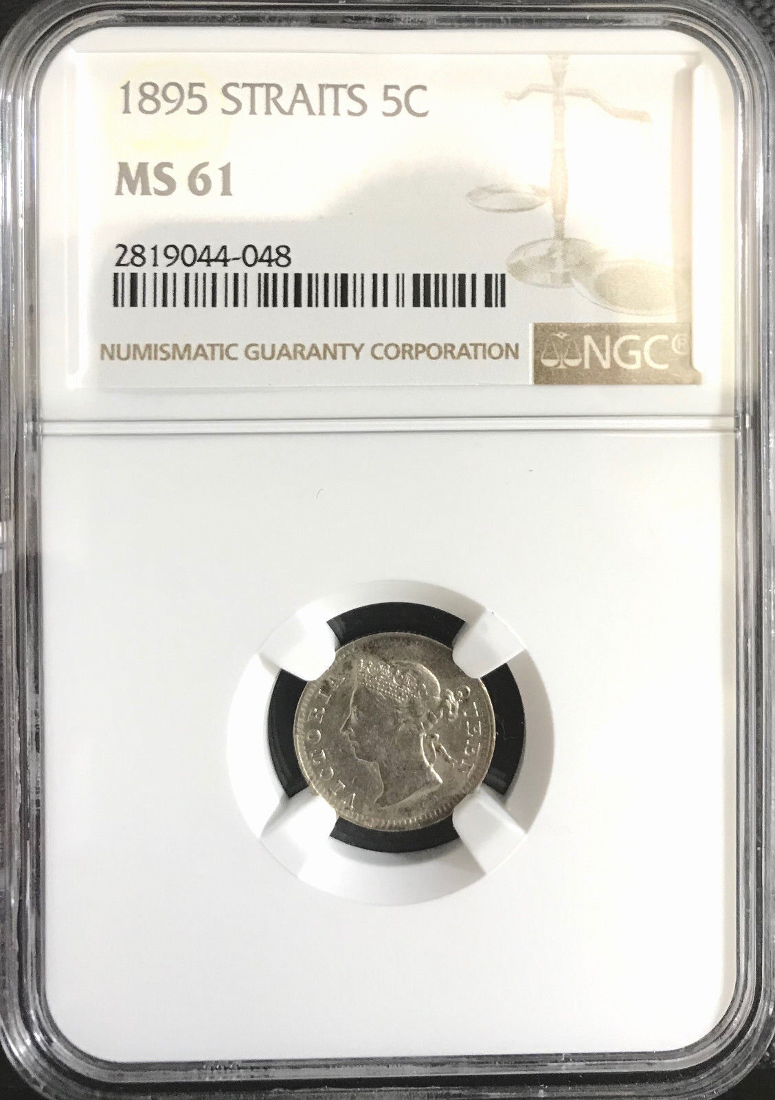 5 Cents 1895 Straits Settlements NGC MS 61 Rare ! | MA-Shops