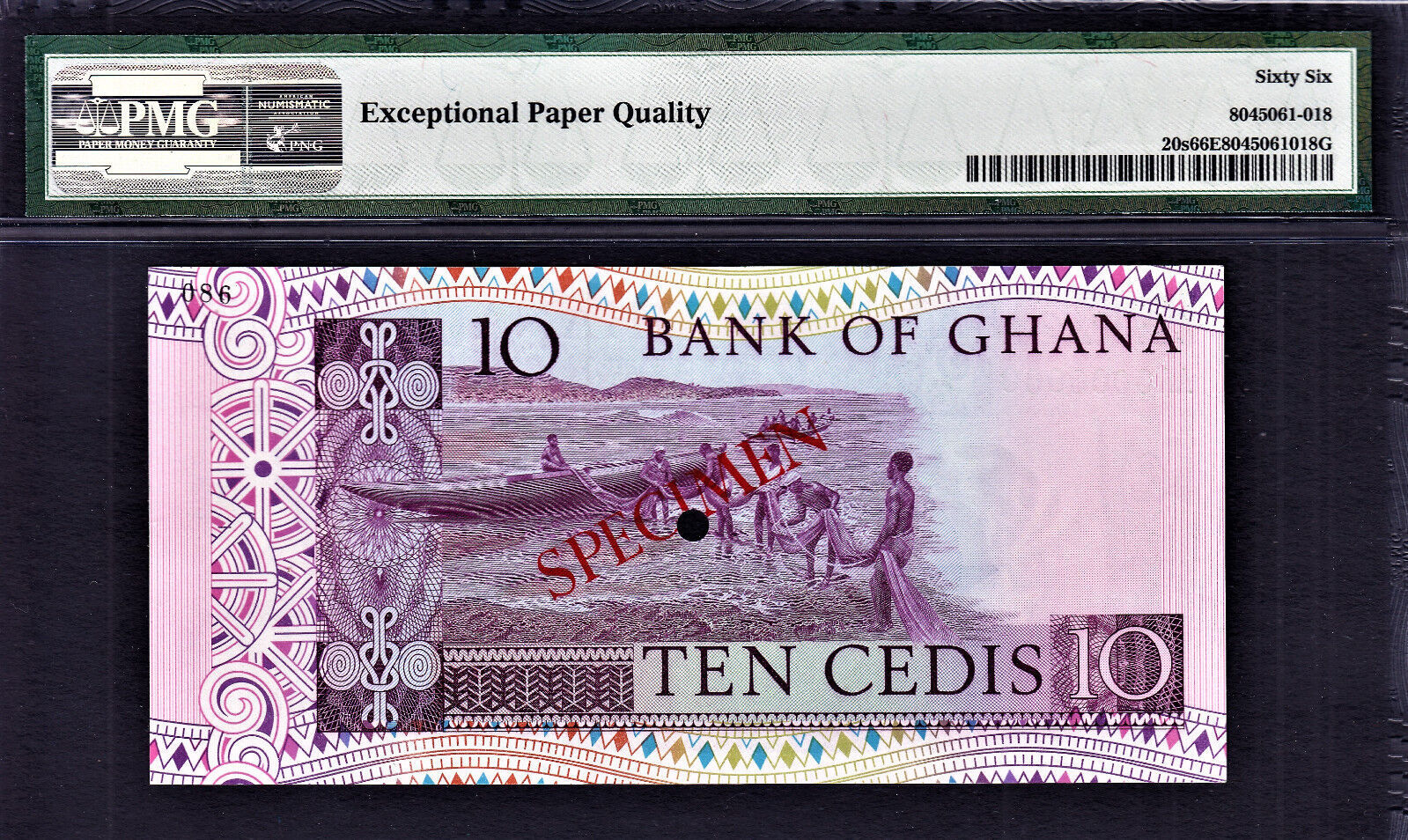 10 Cedis 1979 Ghana SPECIMEN AA0000000 Pick-20s GEM UNC PMG 66 EPQ | MA ...