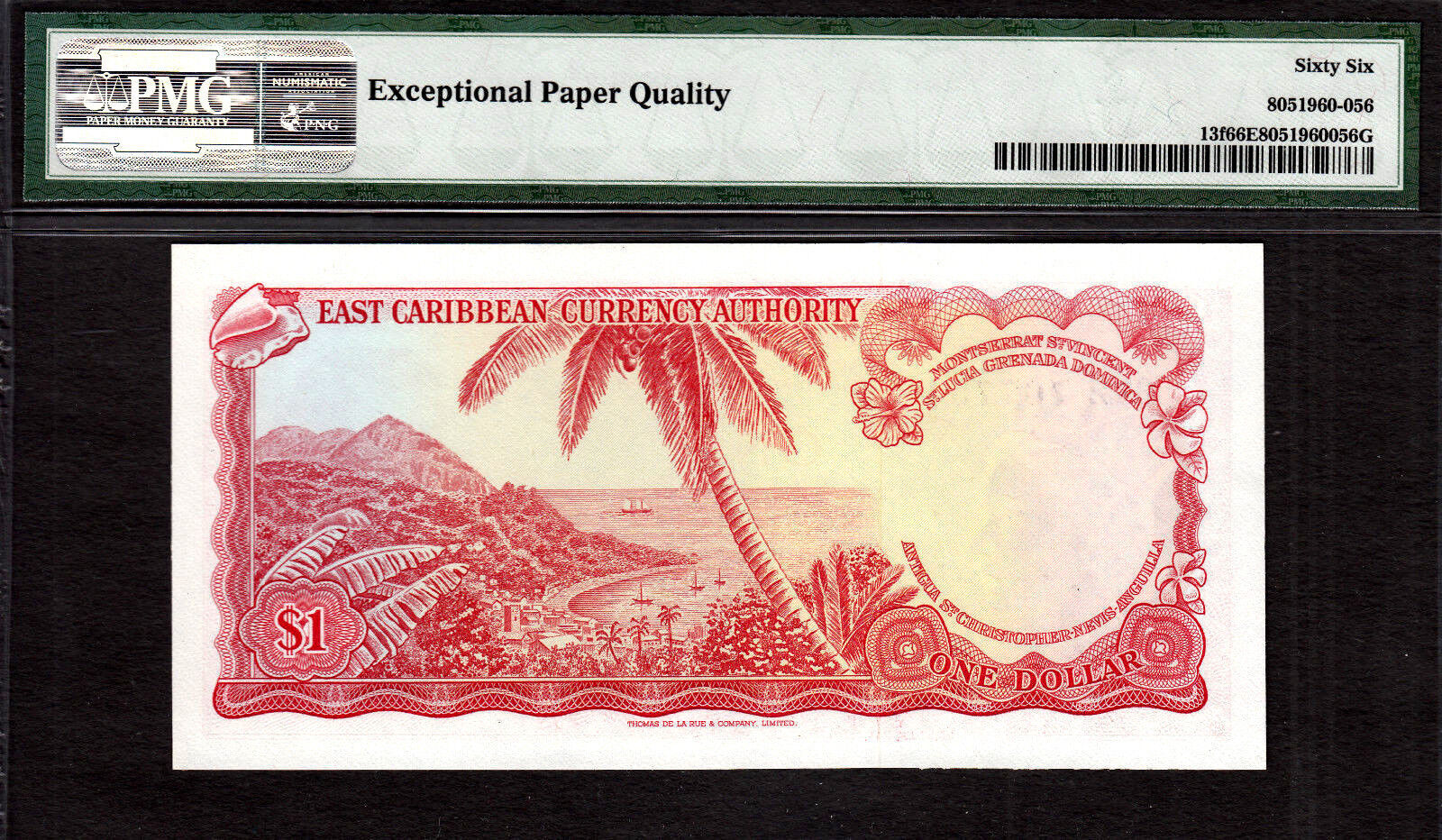One Dollar 1965 East Caribbean States ND Pick-13f GEM UNC PMG 66 EPQ ...