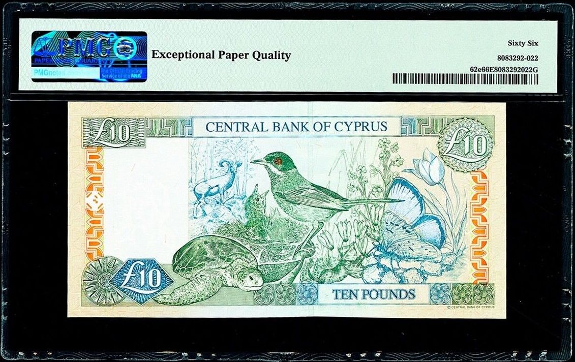 10 Pounds 1.4.2005 Cyprus Pick-62e GEM UNC PMG 66 EPQ | MA-Shops