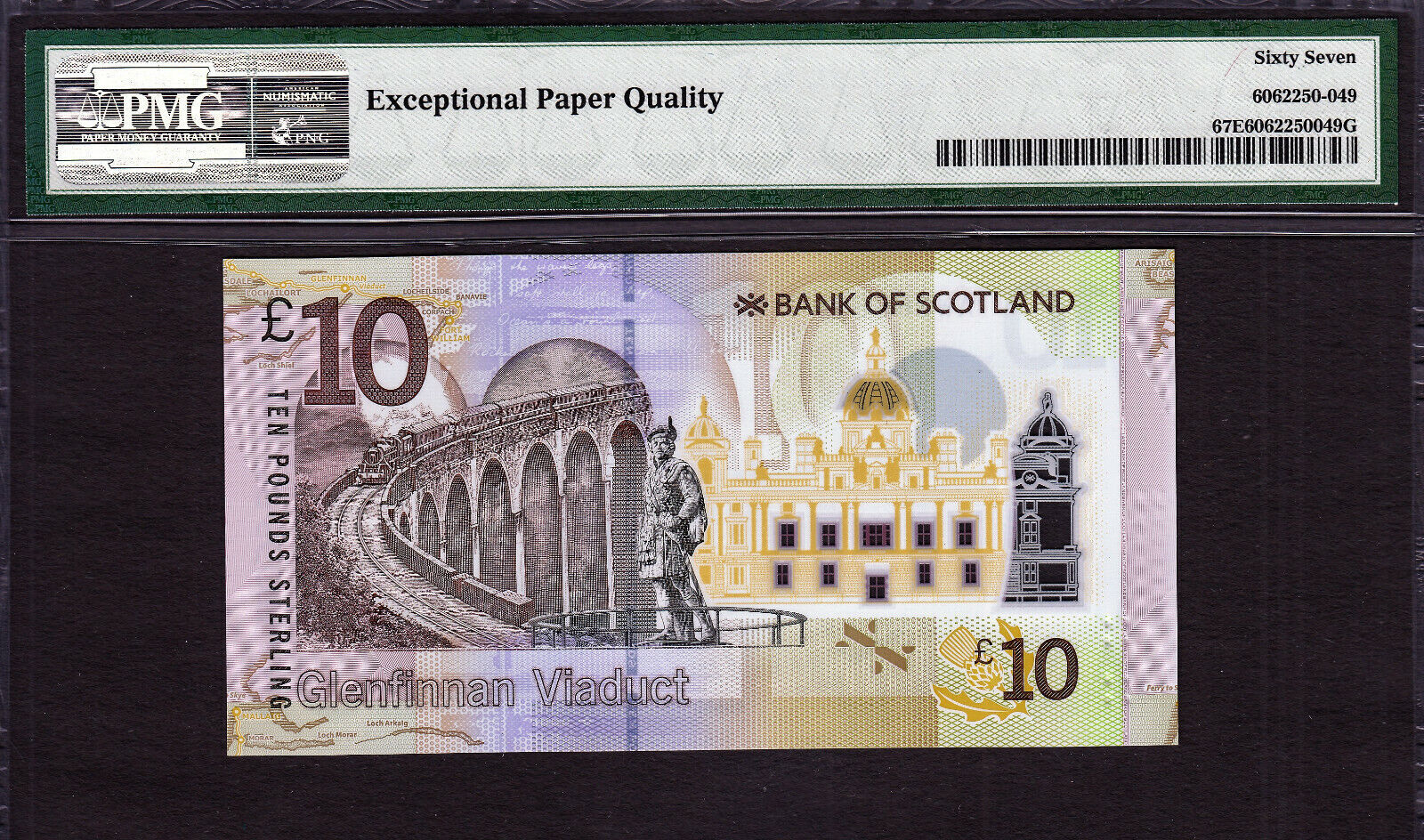 10 Pounds 2016 Scotland Polymer SOLID Serial 666666 SUPERB GEM UNC PMG ...