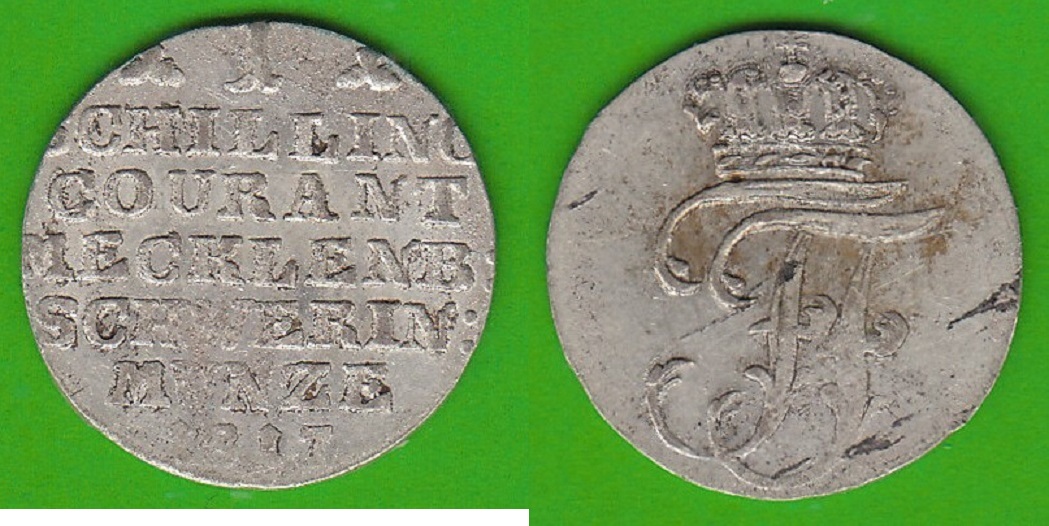 Mecklenburg-Schwerin 1 Schilling 1817 Friedrich Franz I. 1785-1837, sehr seltener Jahrgang ss-vz ...