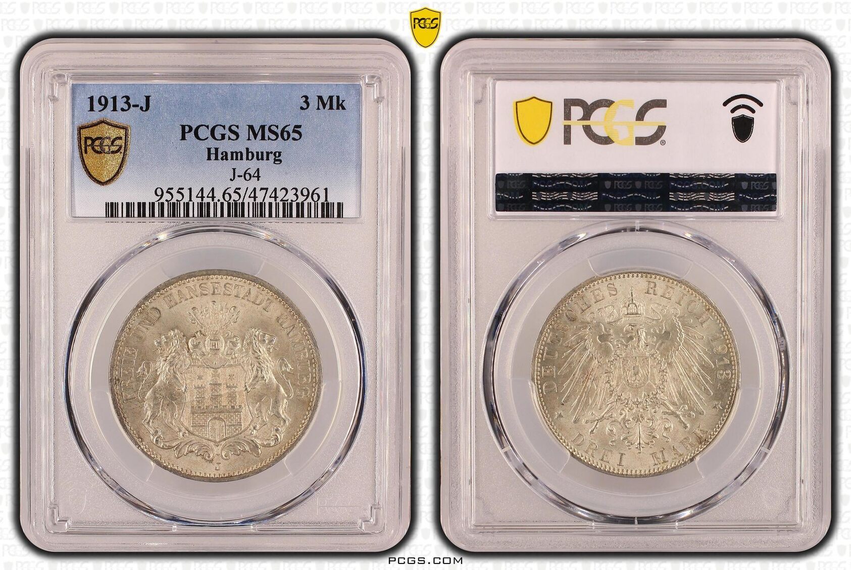 Hamburg 3 Mark 1913 Prachtexemplar PCGS MS65 | MA-Shops