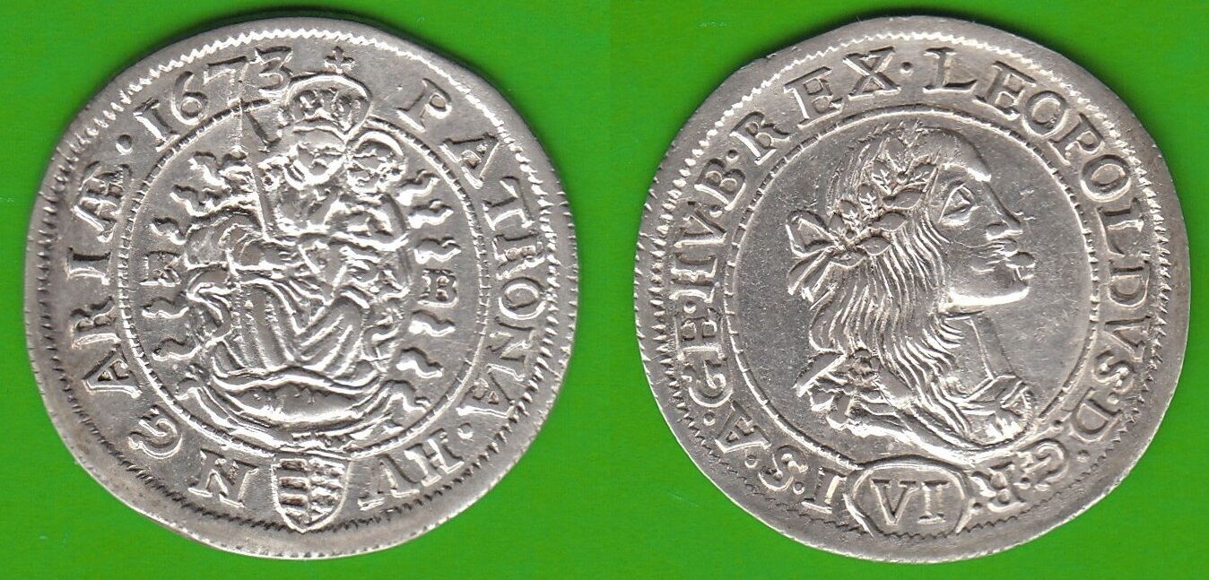 Habsburg RDR Ungarn 6 Kreuzer 1673 KB Leopold I. 1657-1705, Kremnitz, sehr hübsch vz | MA-Shops