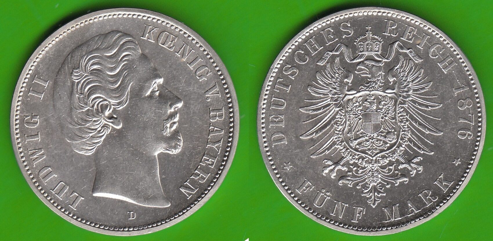 Bayern 5 Mark 1876 Ludwig II. 1864-1886 der Kini, sehr hübsch vz+ | MA ...